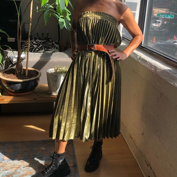 Skirts | Gold Metallic Skirt Dress | Poshmark